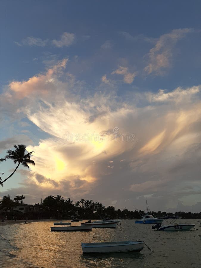 Sunset Beautiful Sky Mauritius North Stock Photo - Image of beautiful ...