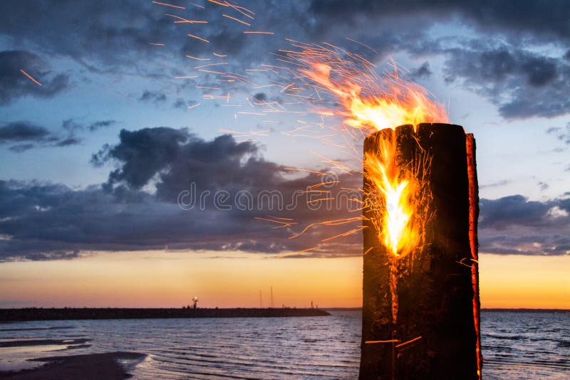 Sunset, Beautiful Sky on the Sea. Fire Stock Photo - Image of beautiful ...