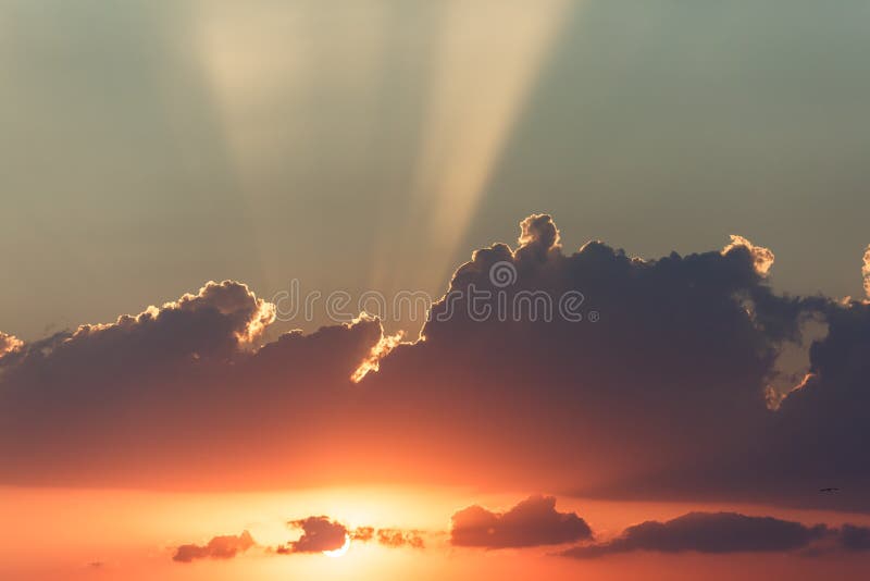 Sunset with Beautiful Sun Rays. Stock Image - Image of golden, twilight ...