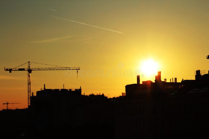 Sunset Behind Buildings Picture. Image: 96114272