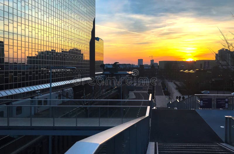 Sunset Behind the Buildings of Amsterdam Stock Photo - Image of cloud ...