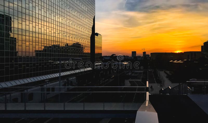 Sunset Behind the Buildings of Amsterdam Stock Photo - Image of ...