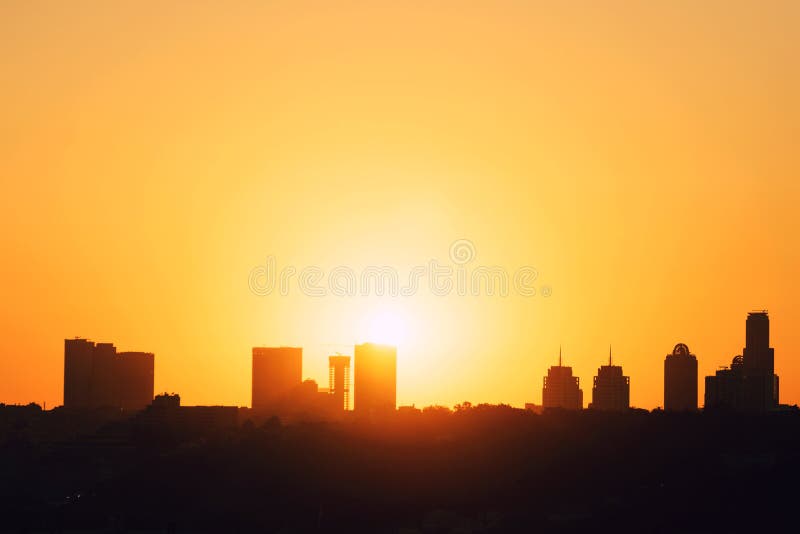 Sunset Behind Buildings in Istanbul Stock Image - Image of light, build ...