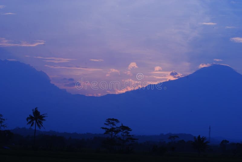 Sunset Behind Ciremai Mount in West Java Indonesia Stock Photo - Image ...
