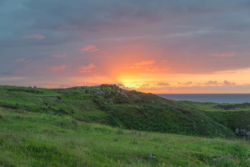 Sunset behind hills stock photo. Image of wild, land - 47802046