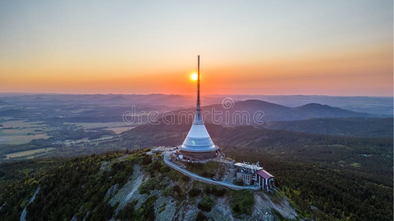Sunset Behind Jested Mountain Above Stock Photos - Free & Royalty-Free ...