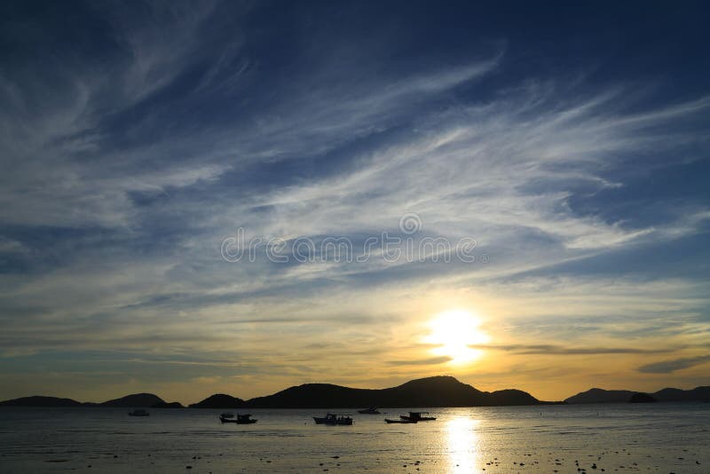 Sunset Behind Mountain stock photo. Image of daylight - 64287900