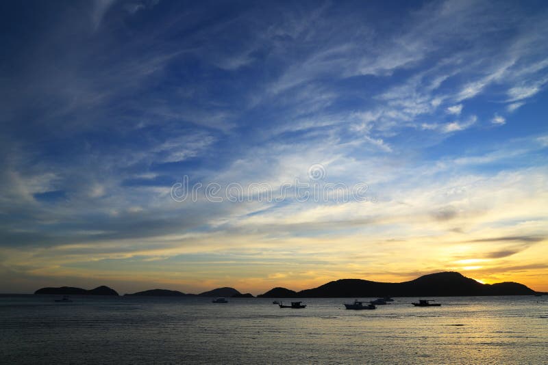 Sunset Behind Mountain stock image. Image of canoe, dawn - 64287917