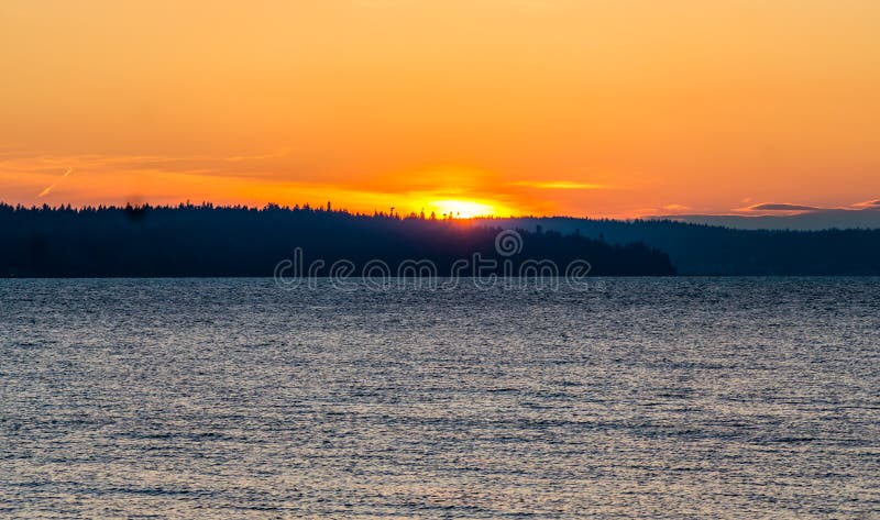 Puget Sound Mountain Sunset 4 Stock Image - Image of landscape, ocean ...