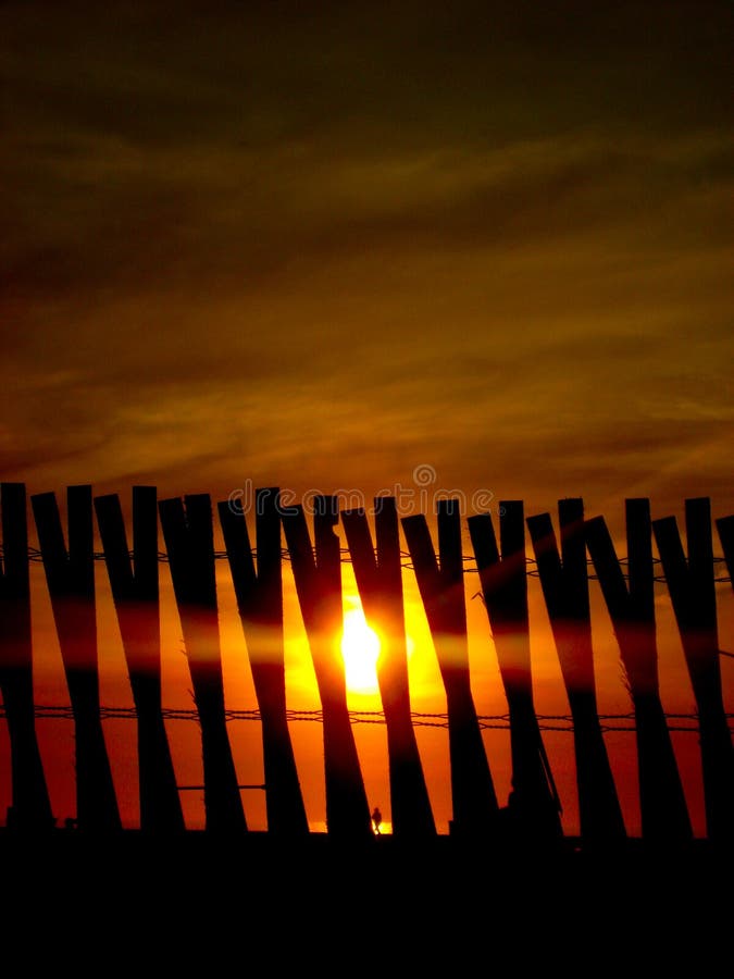 Sunset Behind Wooden Fence - Security - Background Stock Image - Image ...
