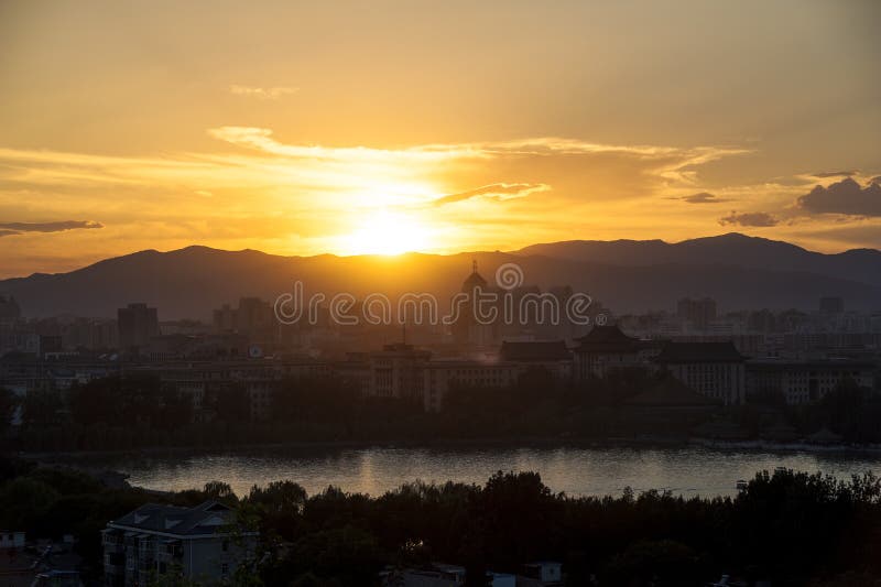 Sunset in Beijing stock photo. Image of view, scene, historic - 35312790
