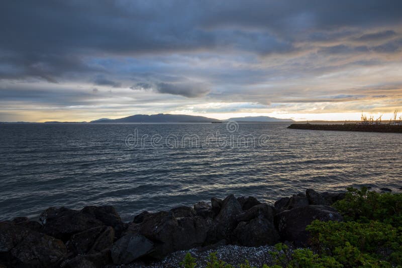 Sunset at Bellingham Bay, Washington. Cornwall Beach Park. Blue Hour ...