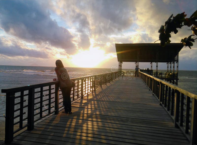 Sunset of Beloved Bridge stock image. Image of ocean - 266045327
