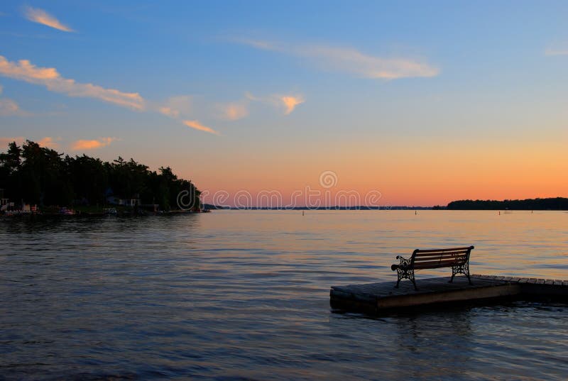 Sunset Bench stock photo. Image of view, river, paradise - 2968386