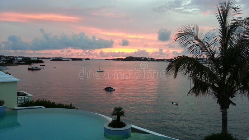 Sunset stock image. Image of sunset, harbor, bermuda - 73754295