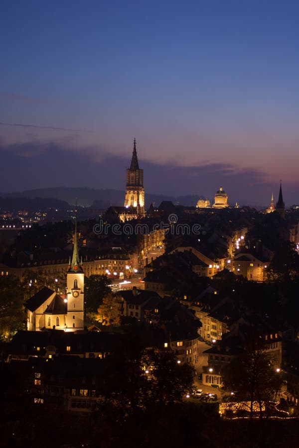 Sunset in Bern stock image. Image of place, hall, church - 38380457