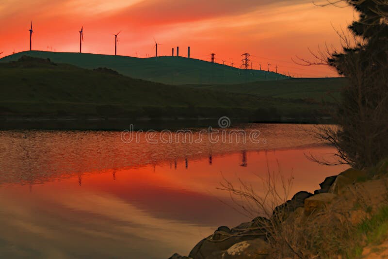 Sunset at Bethany Reservoir. Stock Photo - Image of environment, clean ...