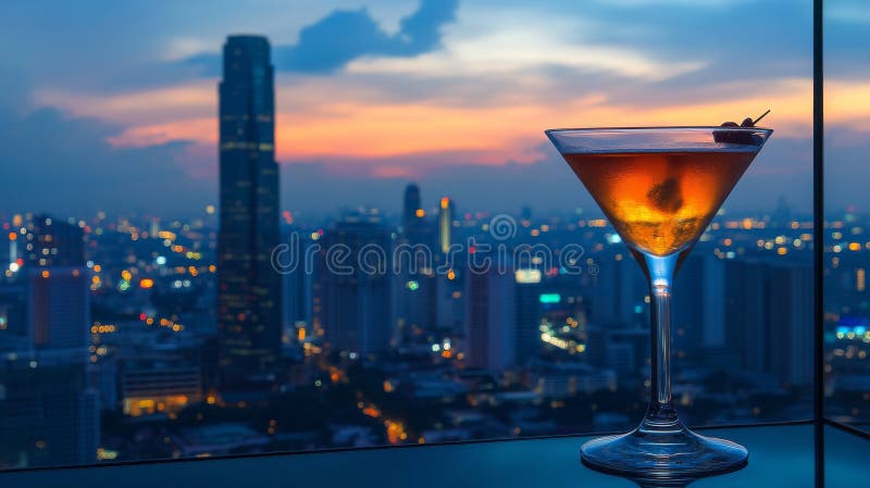 Sunset Beverage Rooftop Bar Taking Cityscape Stock Photos - Free ...