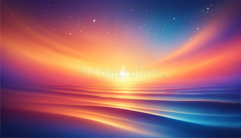 Beautiful Surrealistic Dreamy Sunset Vector Background in Ocean Sunset ...