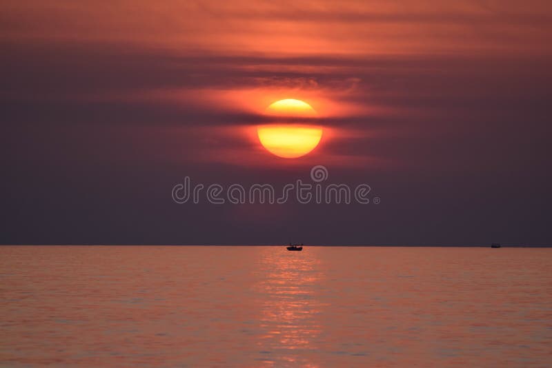 Sunset of the big sun stock image. Image of evening - 201894129