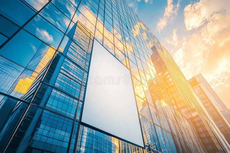 Modern Skyscraper Facade Blank Screen Sunset Stock Photos - Free ...