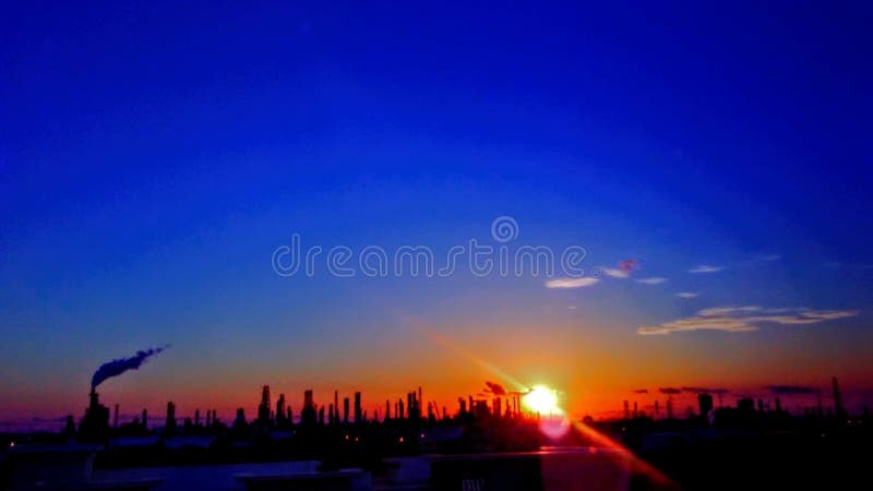 Blue Refinery and chimney stock photo. Image of liquid - 19360066