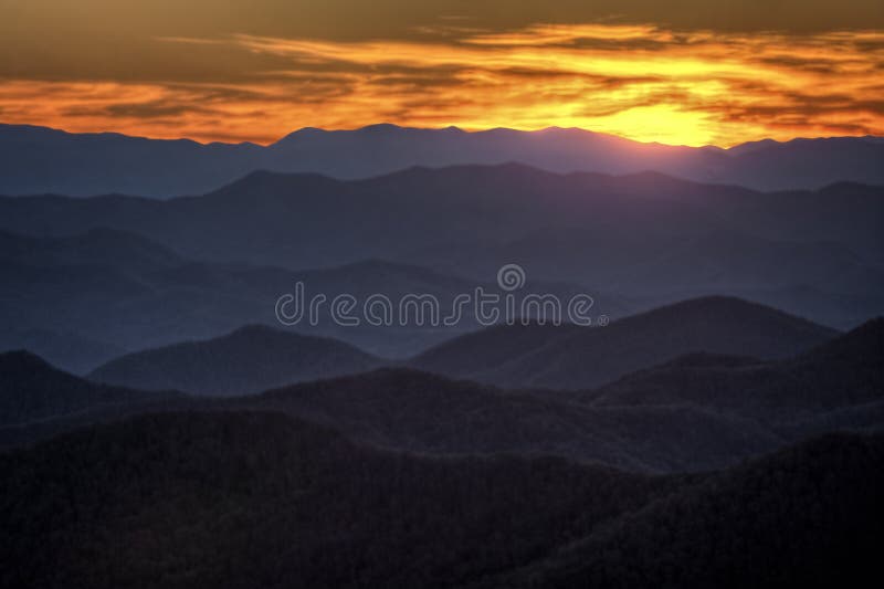 Sunset on the Blue Ridge Parkway Stock Photo - Image of fall, ridge ...