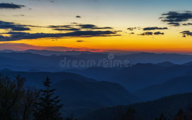 Sunset on the Blue Ridge Parkway Stock Image - Image of travel, parkway ...