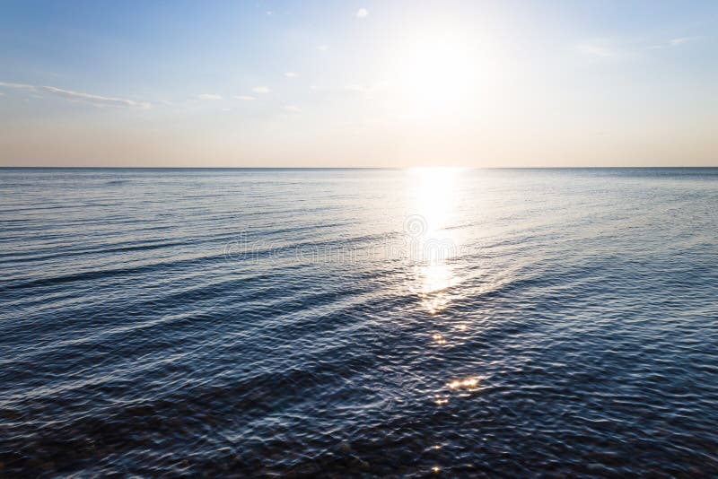 Sunset and Blue Sea with Waves at the Baltic Sea Stock Image - Image of ...