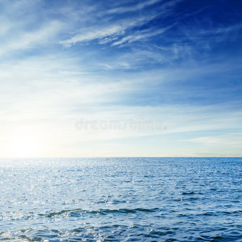 Sunset in Blue Sky Over Sea Stock Photo - Image of evening, lake: 101529272