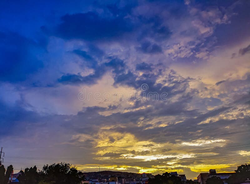 Sunset on Blue Sky. Blue Sky with Some Clouds. Summer Skies, Cloudy ...
