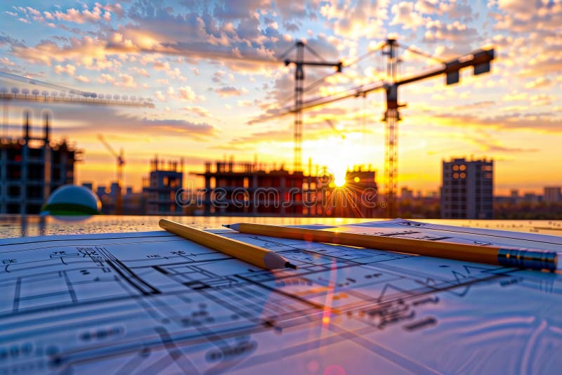 Sunset Construction Plans: Building Dreams Under the Sky, Generative Ai ...