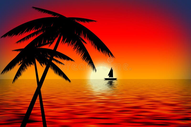 Sunset Boat stock illustration. Illustration of evening - 137827