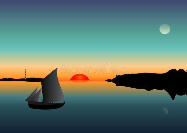 Landscape Sunset River Boat Stock Illustrations – 9,081 Landscape ...