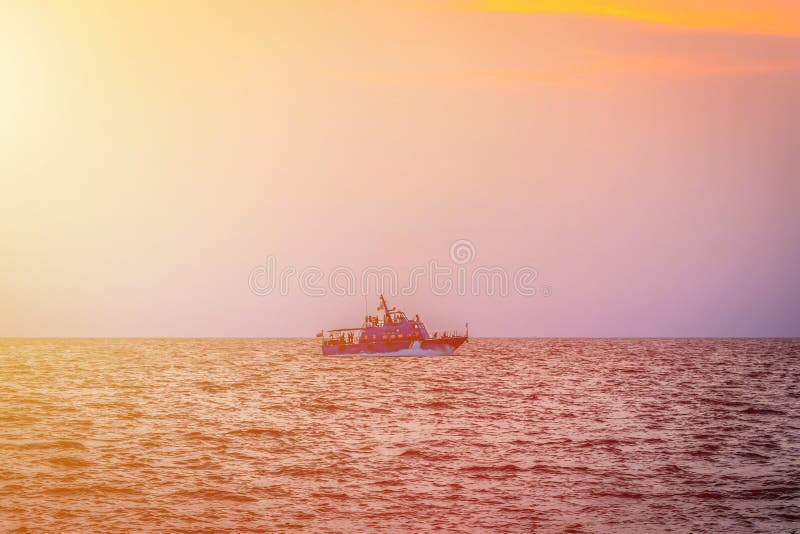 Sunset and boat stock image. Image of dawn, nautical - 121455705