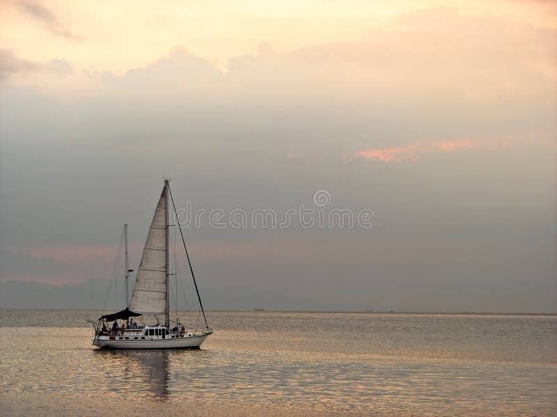 Sunset on a Boat or Yacht on Calm Sea Stock Image - Image of color ...
