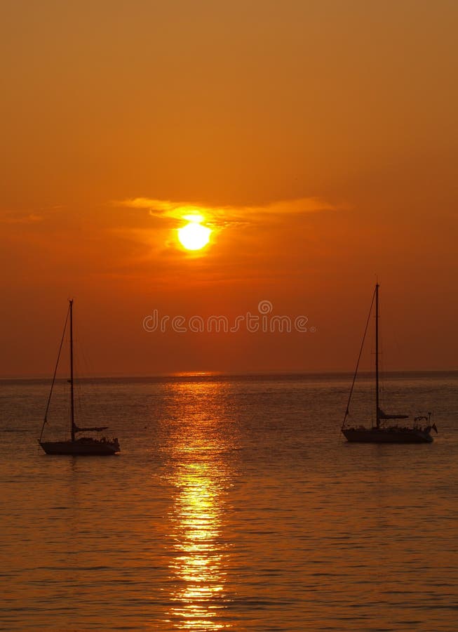 Sunset with Boats stock image. Image of glorious, peaceful - 6259491