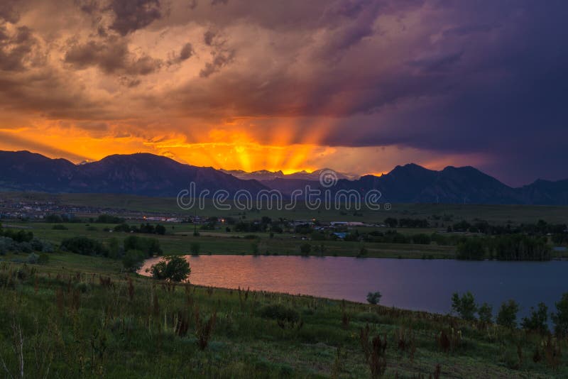 Boulder Colorado Mountain Range Sunset Panorama Stock Photo - Image of ...
