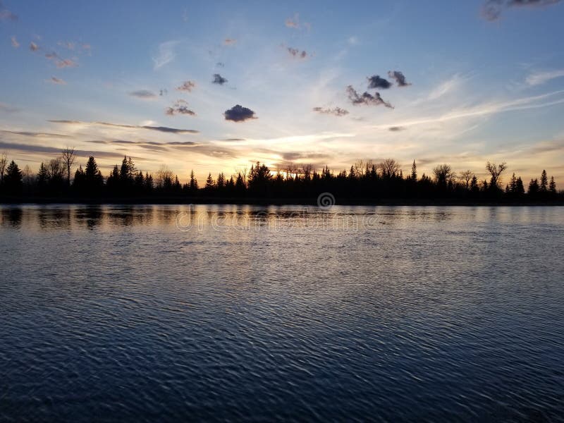 Sunset on the Bow stock image. Image of summer, river - 151365019