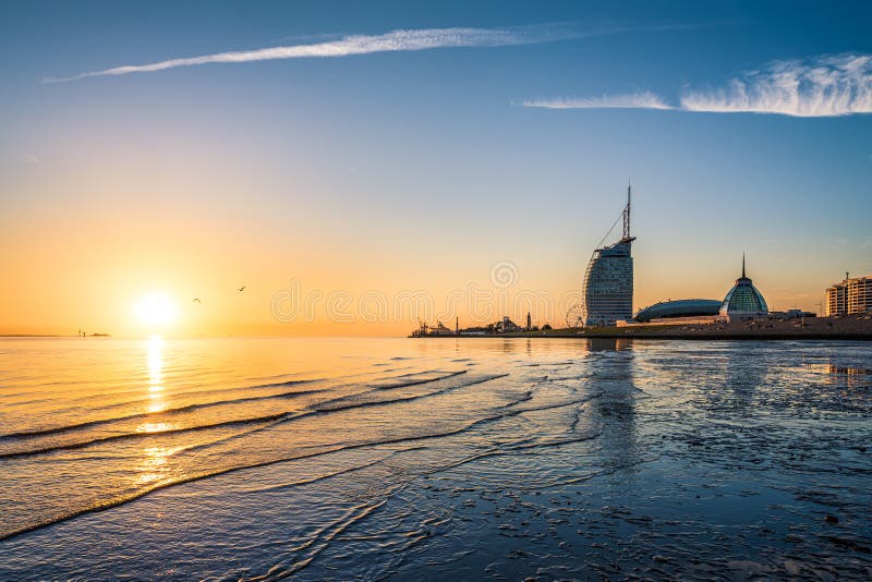 Sunset in Bremerhaven, Germany Stock Photo - Image of tourism, skyline ...