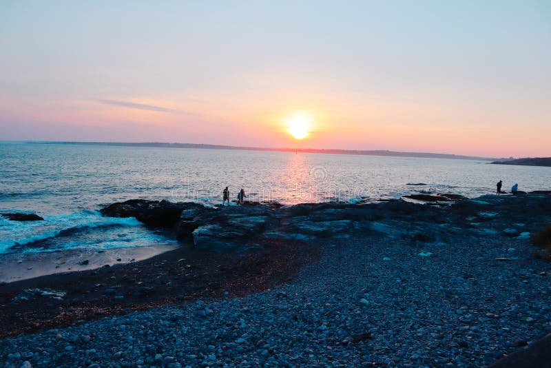 Sunset at Brenton Point State Park Stock Image - Image of horizon, wave ...
