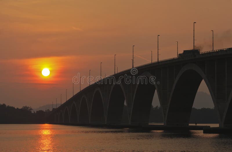 Sunset at the bridge stock photo. Image of history, beautiful - 34462596