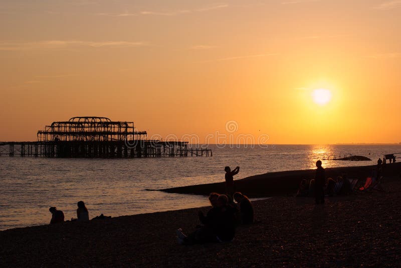 Sunset in Brighton stock image. Image of kingdom, relax - 13447595