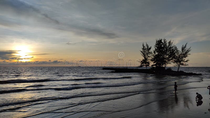 Sunset at Brighton Beach Miri Editorial Stock Image - Image of miri ...