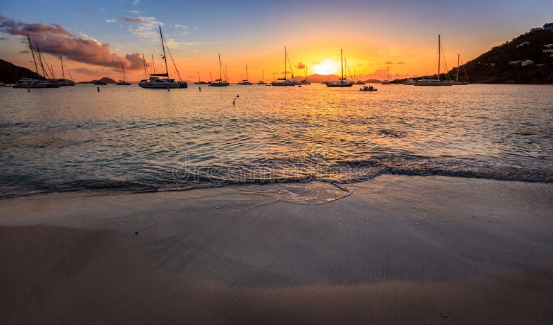 Sunset in British Virgin Islands Stock Image - Image of coast, evening ...