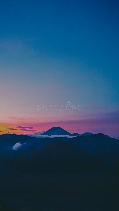 Sunset at Bromo Mountain in East Java Stock Photo - Image of ocean ...