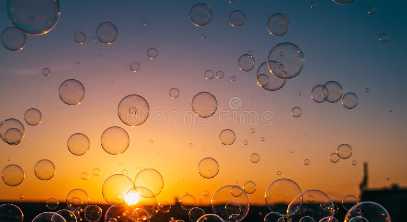 Sunset Bubbles: a Colorful Symphony of Soapsuds Stock Illustration ...