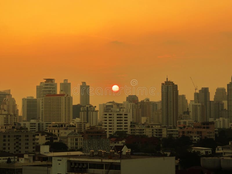 Sunset stock image. Image of building, skyline, sunset - 43826669