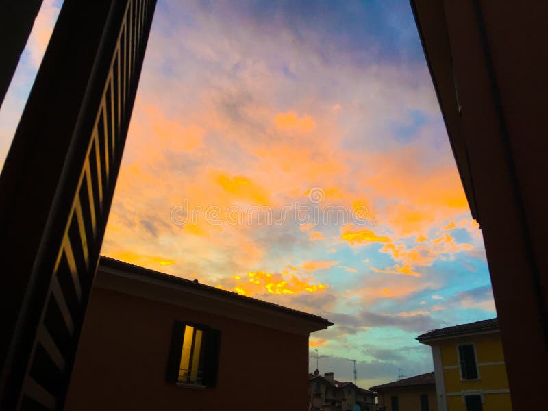 Sunset with buildings stock photo. Image of architecture - 162094052