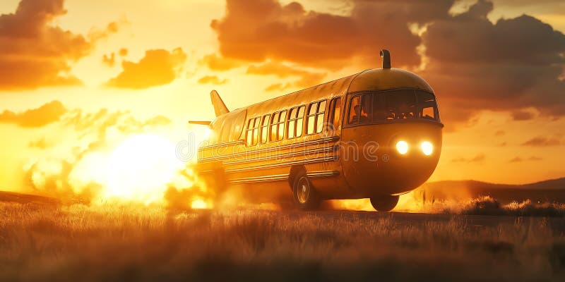Sunset Bus Epic Fantasy Artwork HighRes Image Background Wallpaper ...